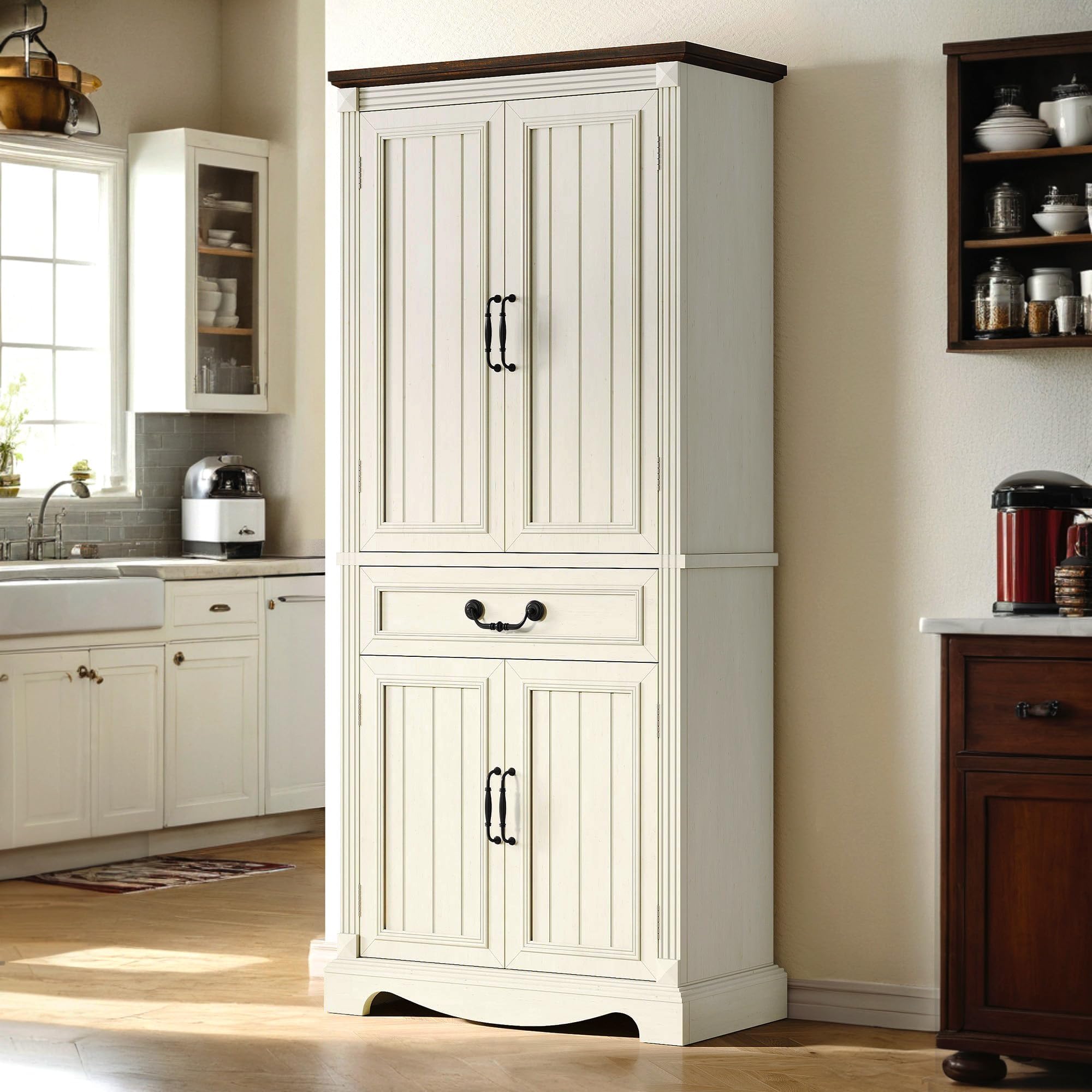 DWVO 71" Tall Kitchen Pantry Cabinet, Farmhouse Freestanding Storage ...
