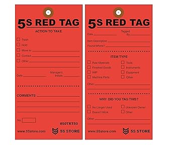 Amazon.com: The 5S Store 5S Red Tags w/12" Wire, 50 Pack, Quality ...
