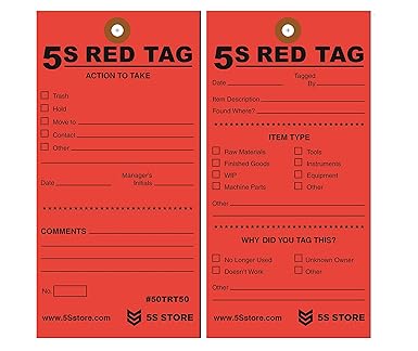 Amazon.com: The 5S Store 5S Red Tags w/12" Wire, 50 Pack, Quality ...