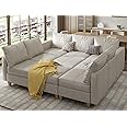 Amazon.com: EASE MOOSE Modular Sleeper Sofa Sectional Couch with Storage, Faux Leather Modular ...