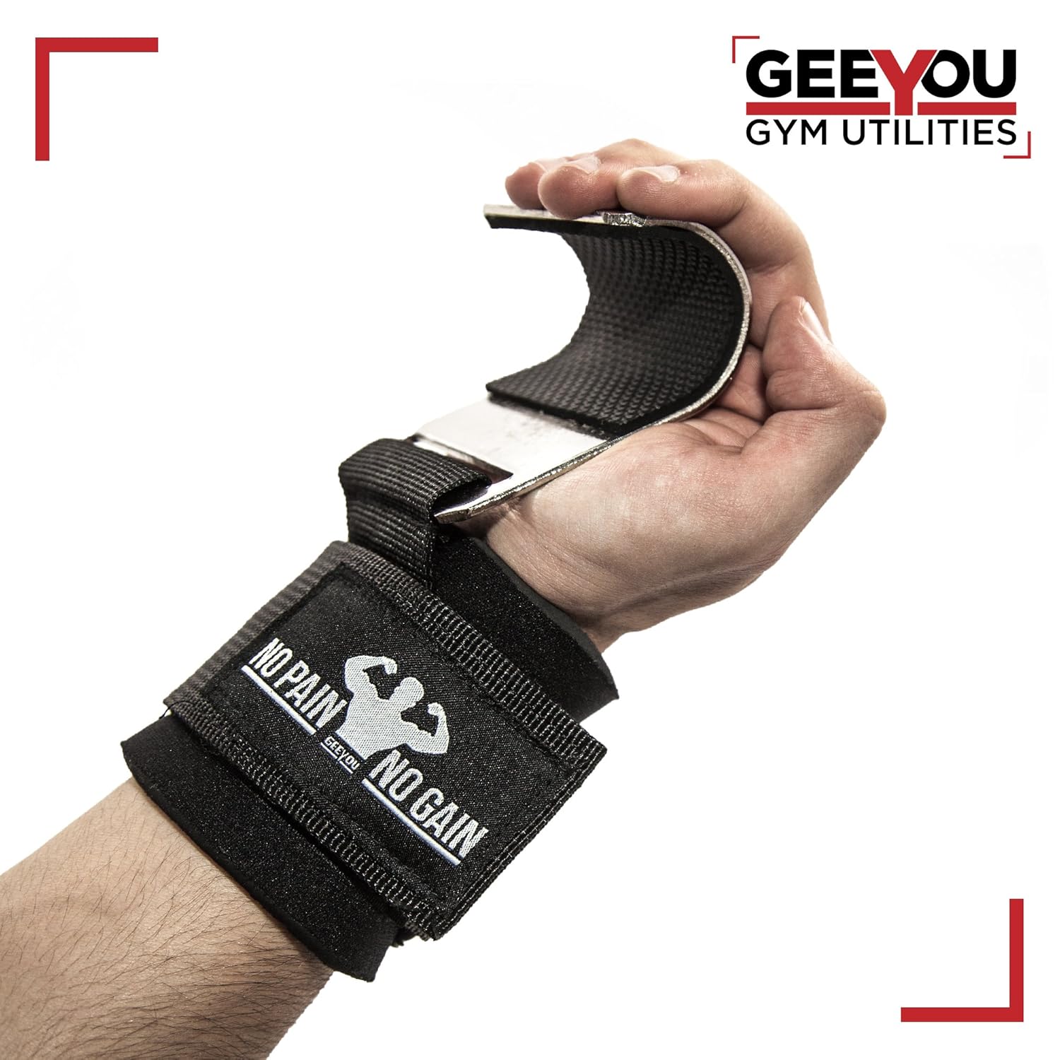 GEEYOU 38752/dominadas Ganchos con Metal/ - Muñequera/Power Lifting Hooks/Fitness Hooks para ...