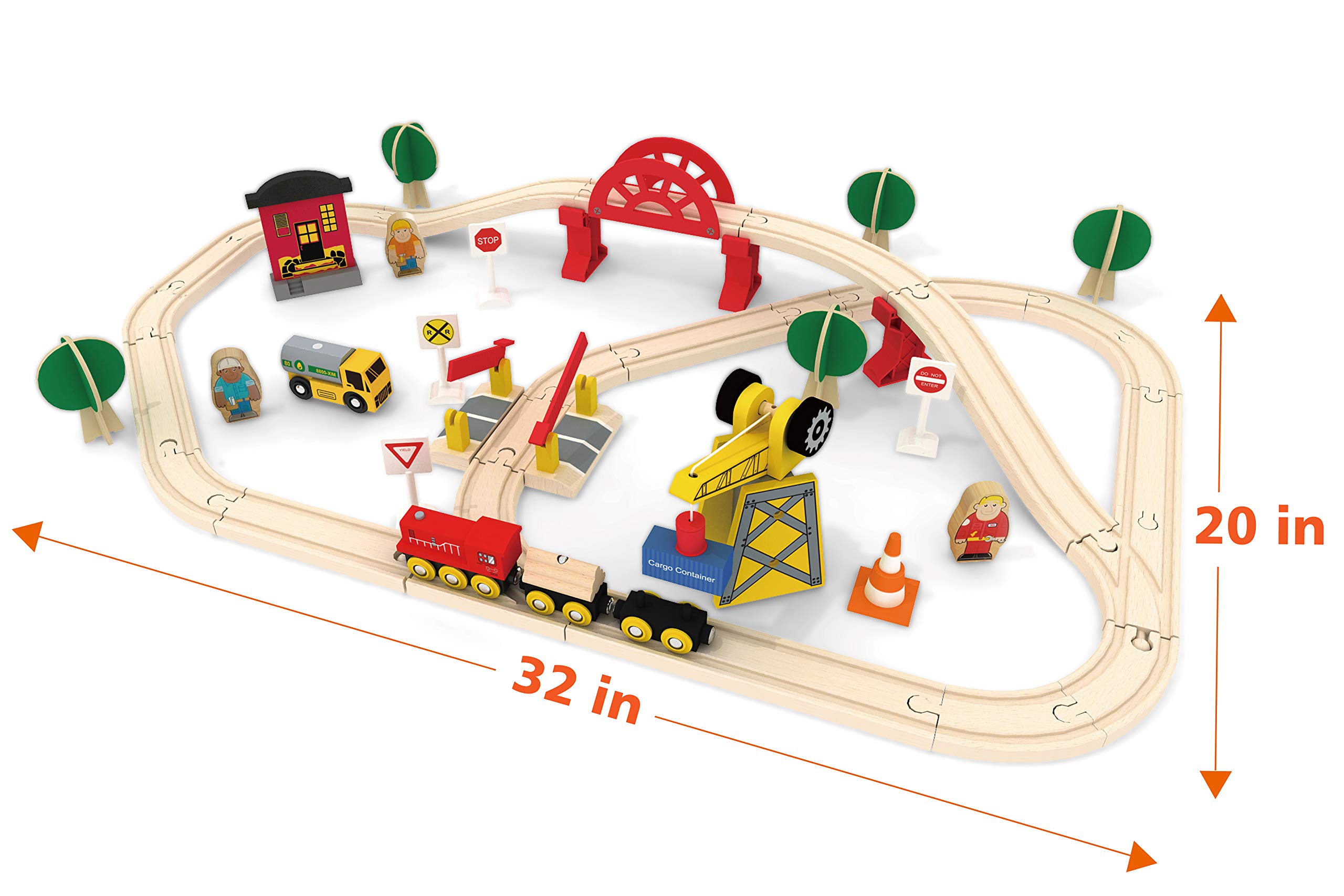 Mua Tiny Land Train Set - 55PCS Wooden Tracks with Exclusive Crane ...