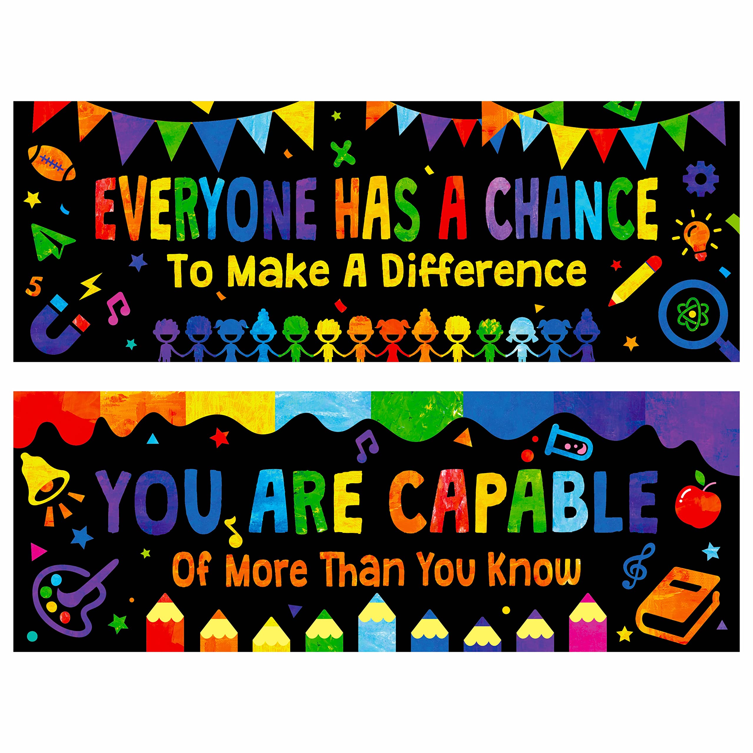 Classroom Banner Poster, 2 PCS Colorful Bulletin Board Decoration ...