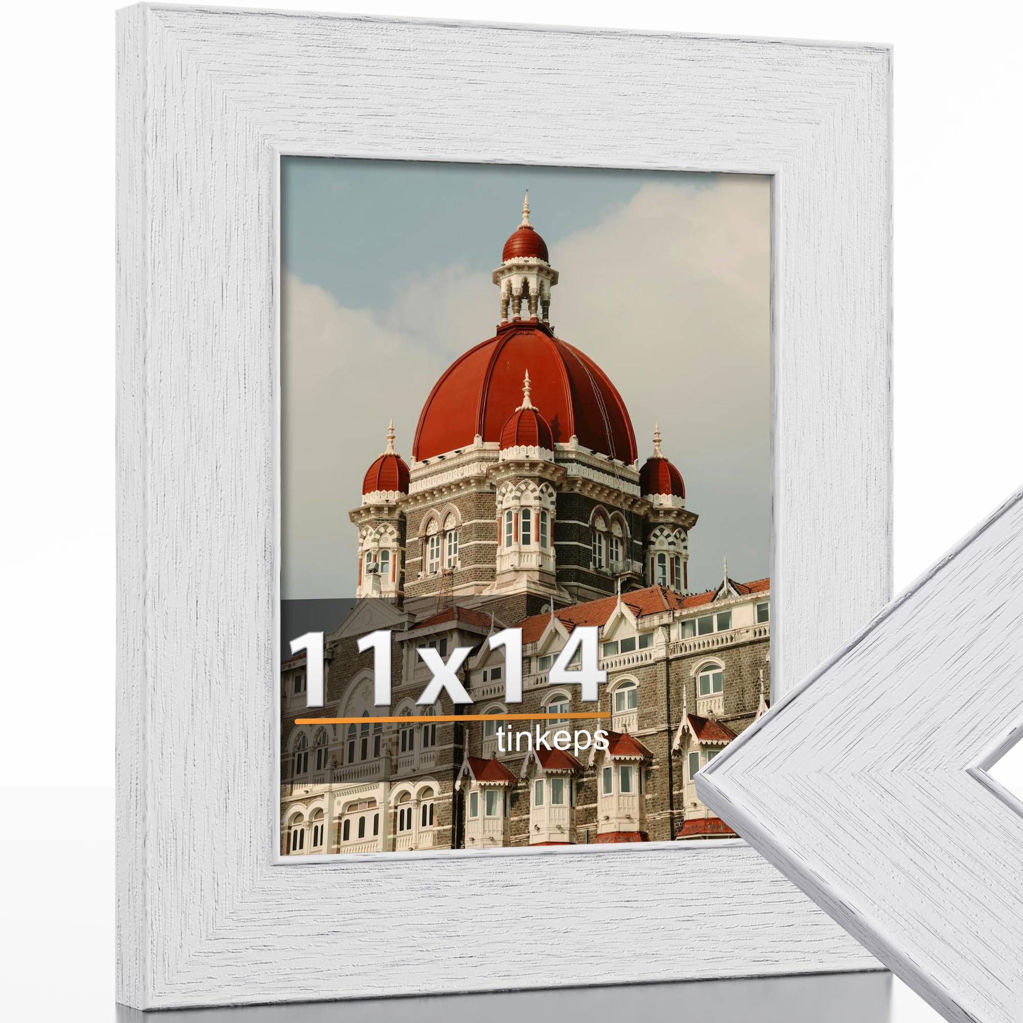 Tinkeps 11x14 White Picture Frame, Extra Wide Edge with Tempered Glass ...