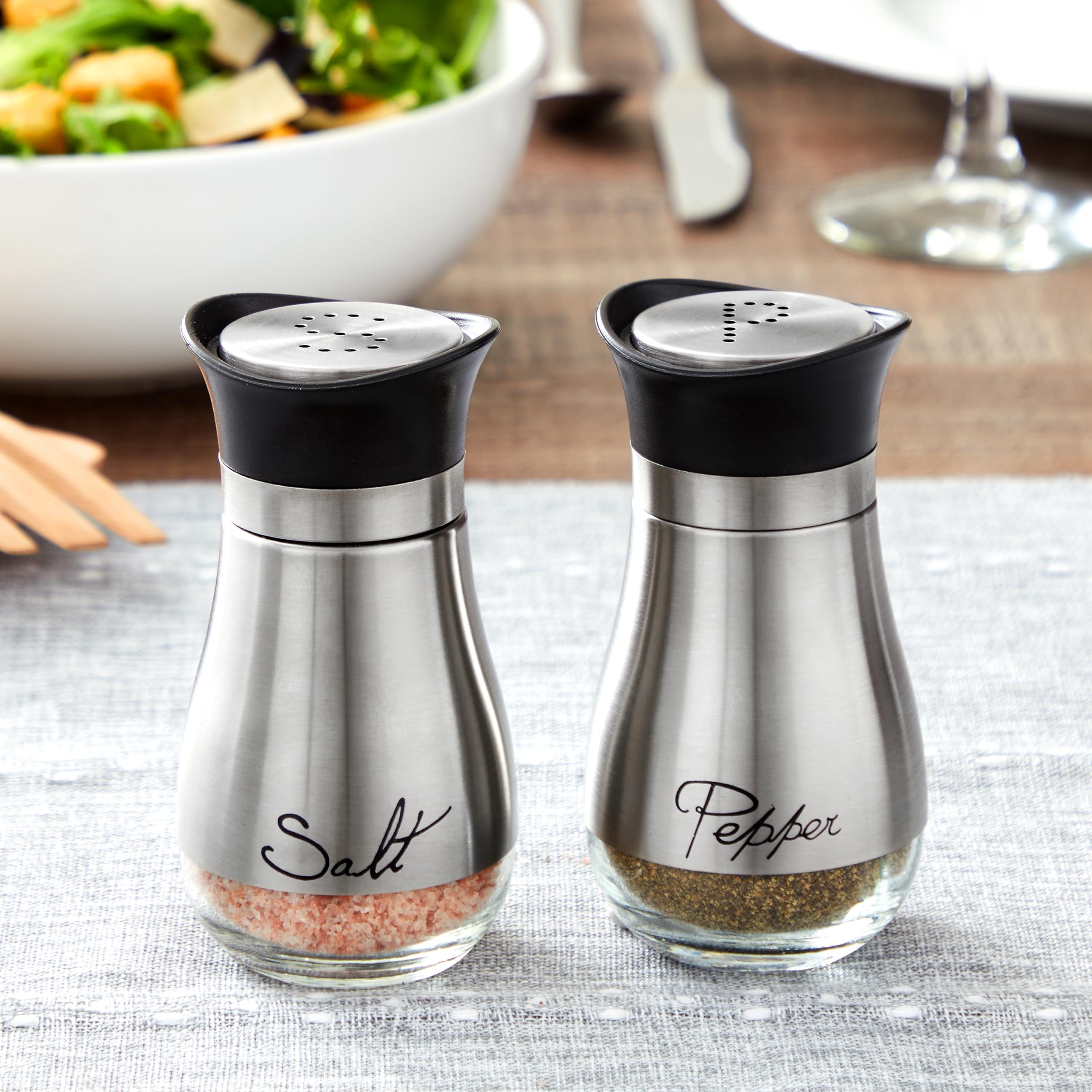 Mua Stainless Steel Salt and Pepper Shaker Set with Glass Bottom ...