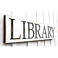 Amazon.com: LIBRARY Sign - Carved in a 40" x 8" Solid Wood Board ...