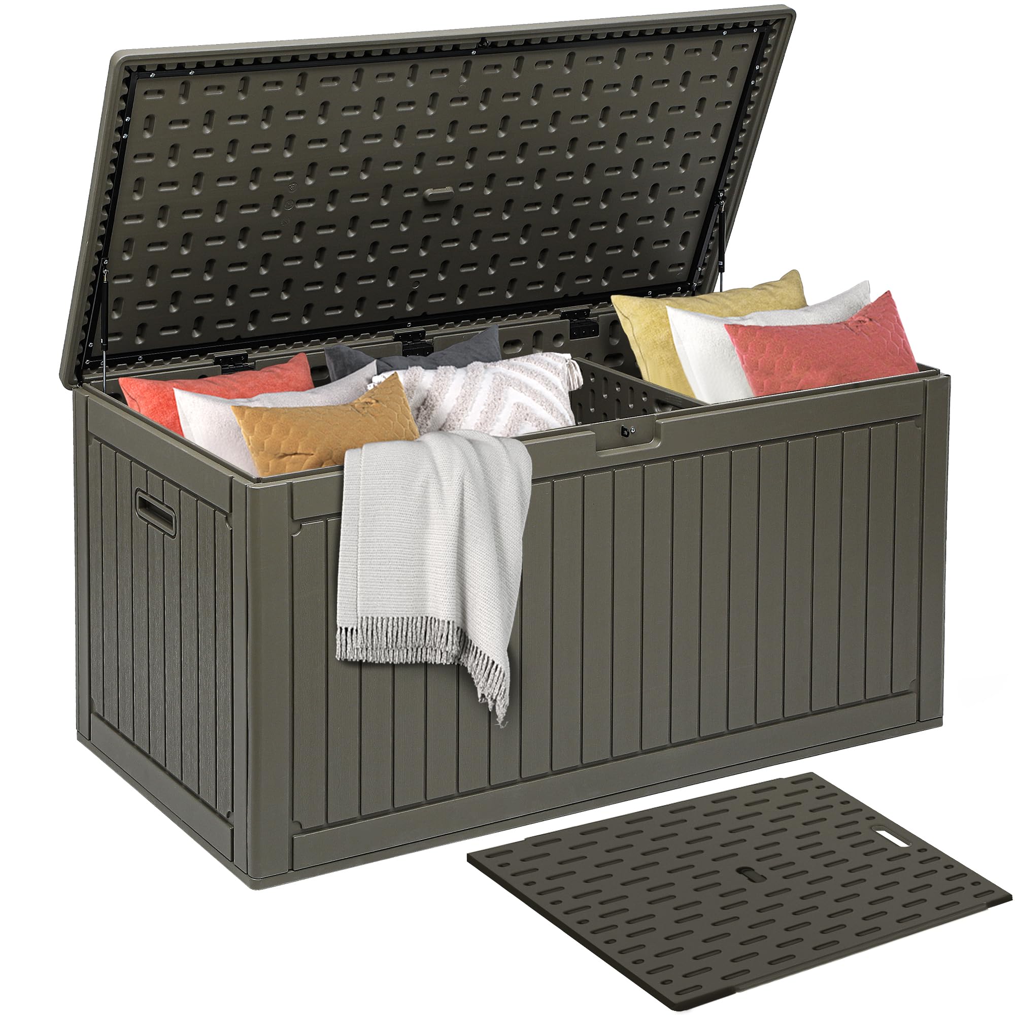 DWVO 260 Gallon Double-Wall Deck Box with Divider, XXL Extra Large ...