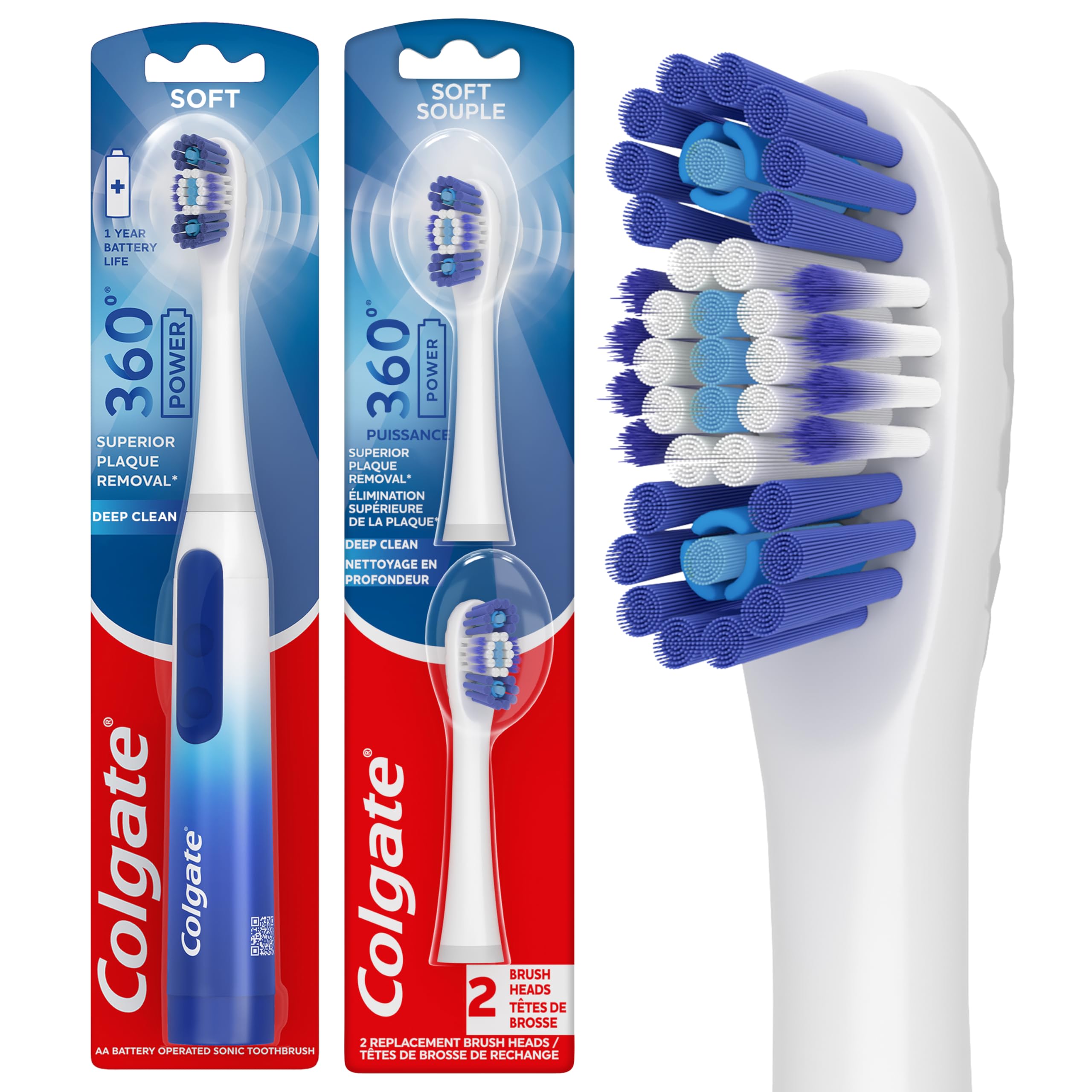 Colgate 360 Floss Tip Sonic Powered Battery Toothbrush, 2 Pack for sale ...