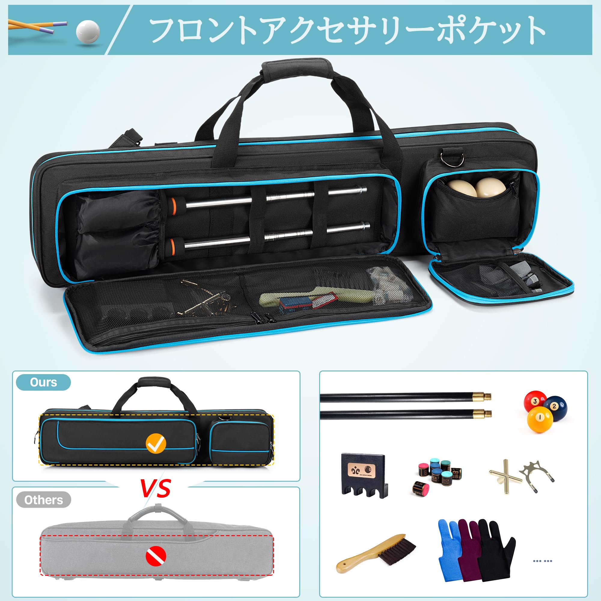 Mua GOBUROS Billiard Cue Case, Pool Cue Case, Holds 4 Bats and 4 Shafts ...