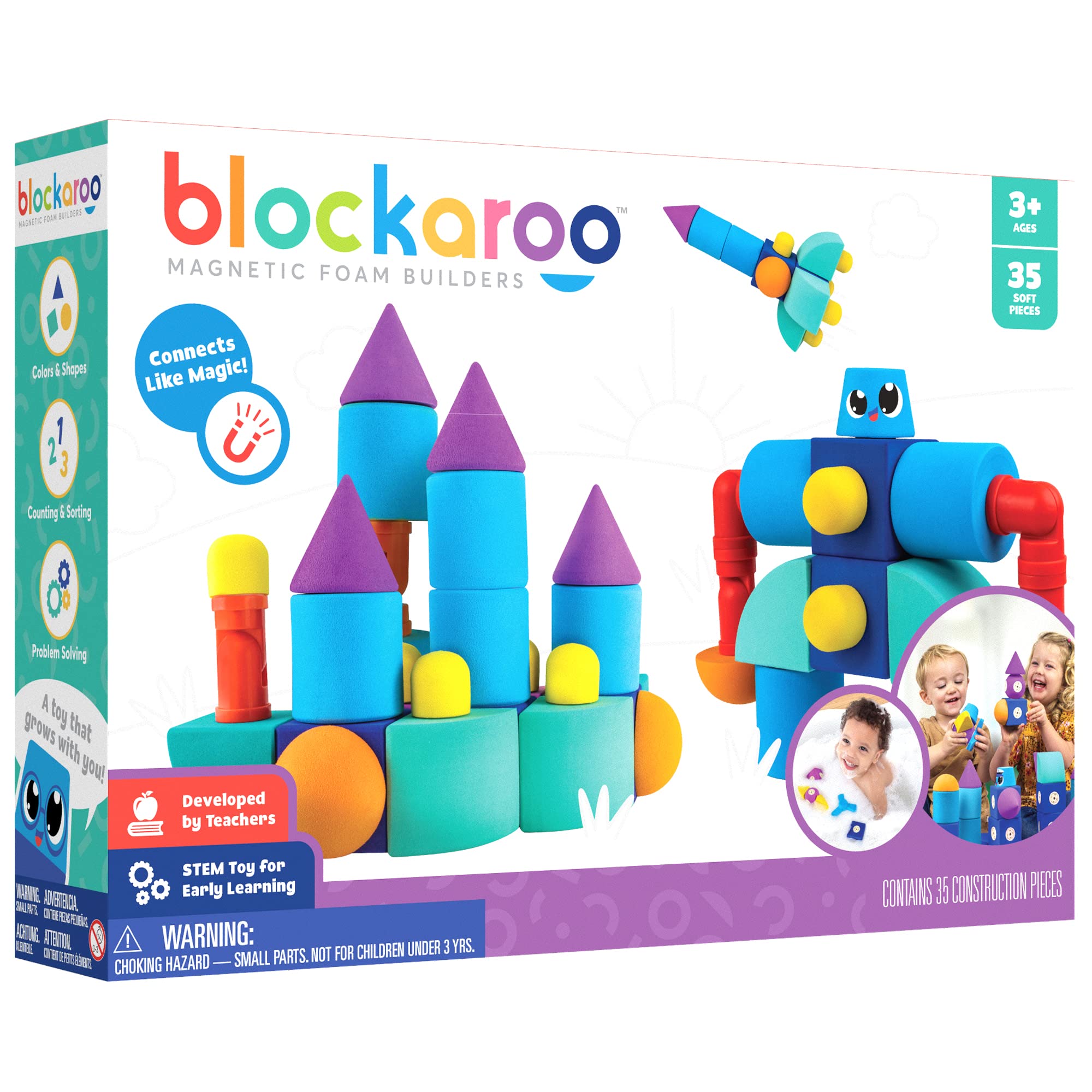 Blockaroo Magnetic Foam Blocks – STEM Preschool Toys for Children ...