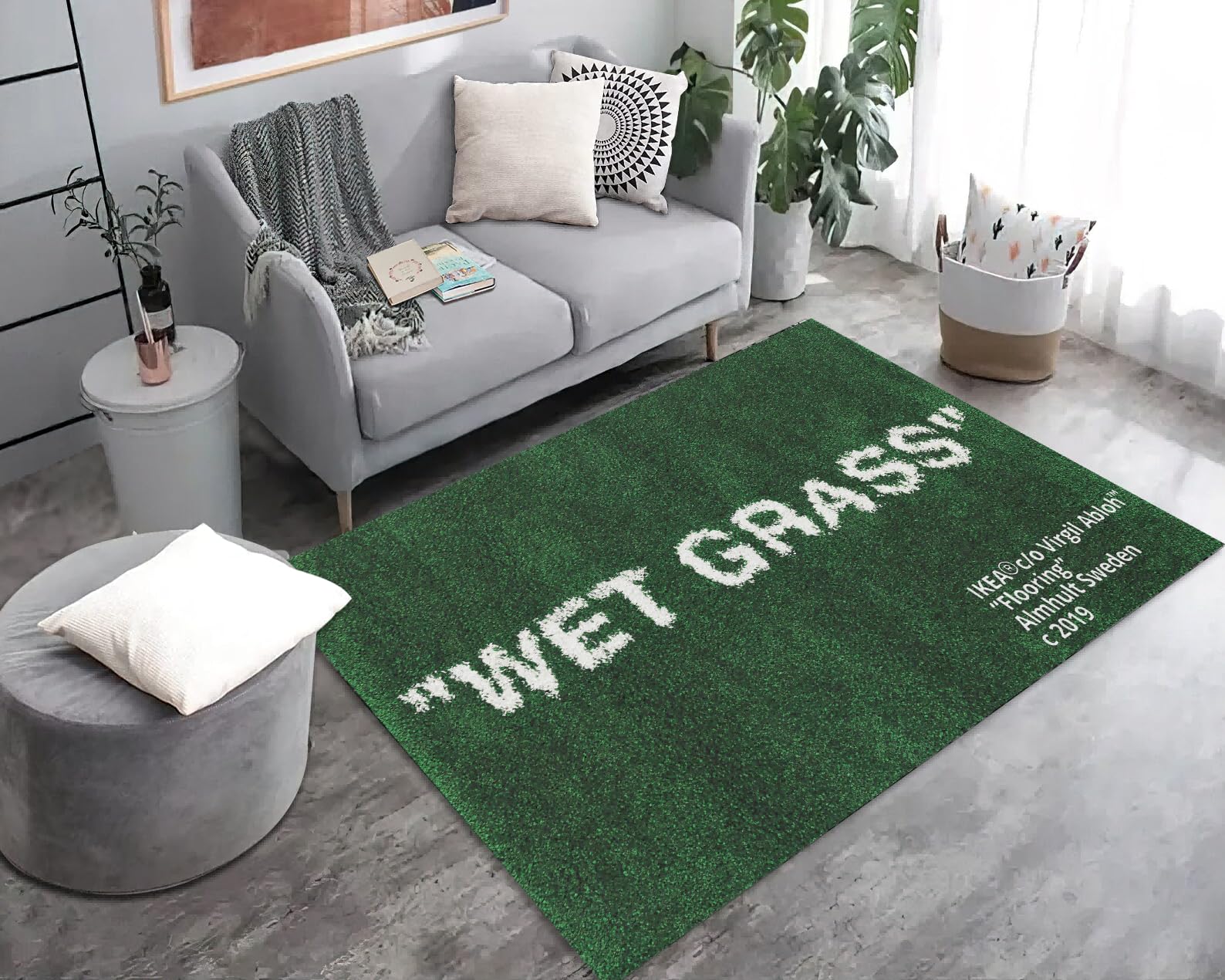 ZTFGZSXG Keep Off Wet Grass Area Rugs Green 3D Printed Modern Large ...