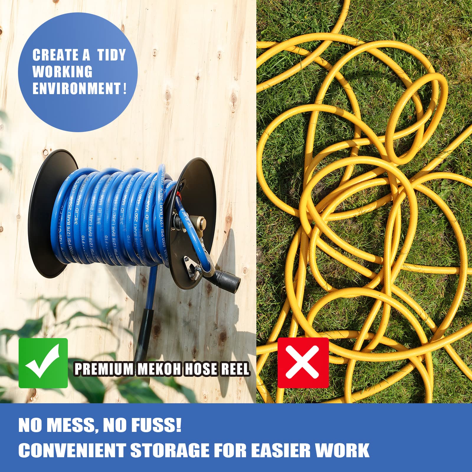 Mua MEKOH Pressure Washer Hose Reel 100ftx3/8”/130ftx1/4”, 4000PSI ...