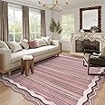 Amazon.com: Lahome Scalloped Modern 5x7 Washable Pink Rugs for Bedroom ...