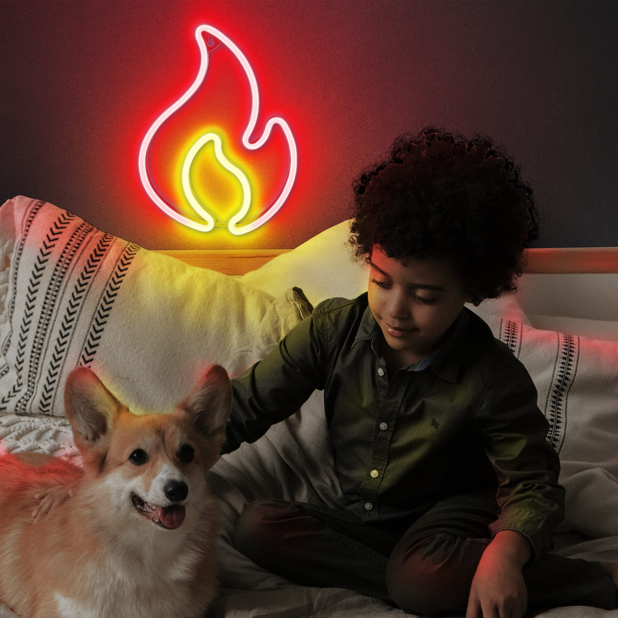 Mua Lumoonosity Flame Neon Sign, Red and Yellow Neon Light with On/Off ...