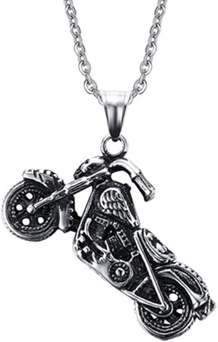 Amazon.com: Collection Biker Necklace Pendant - Stainless Steel ...