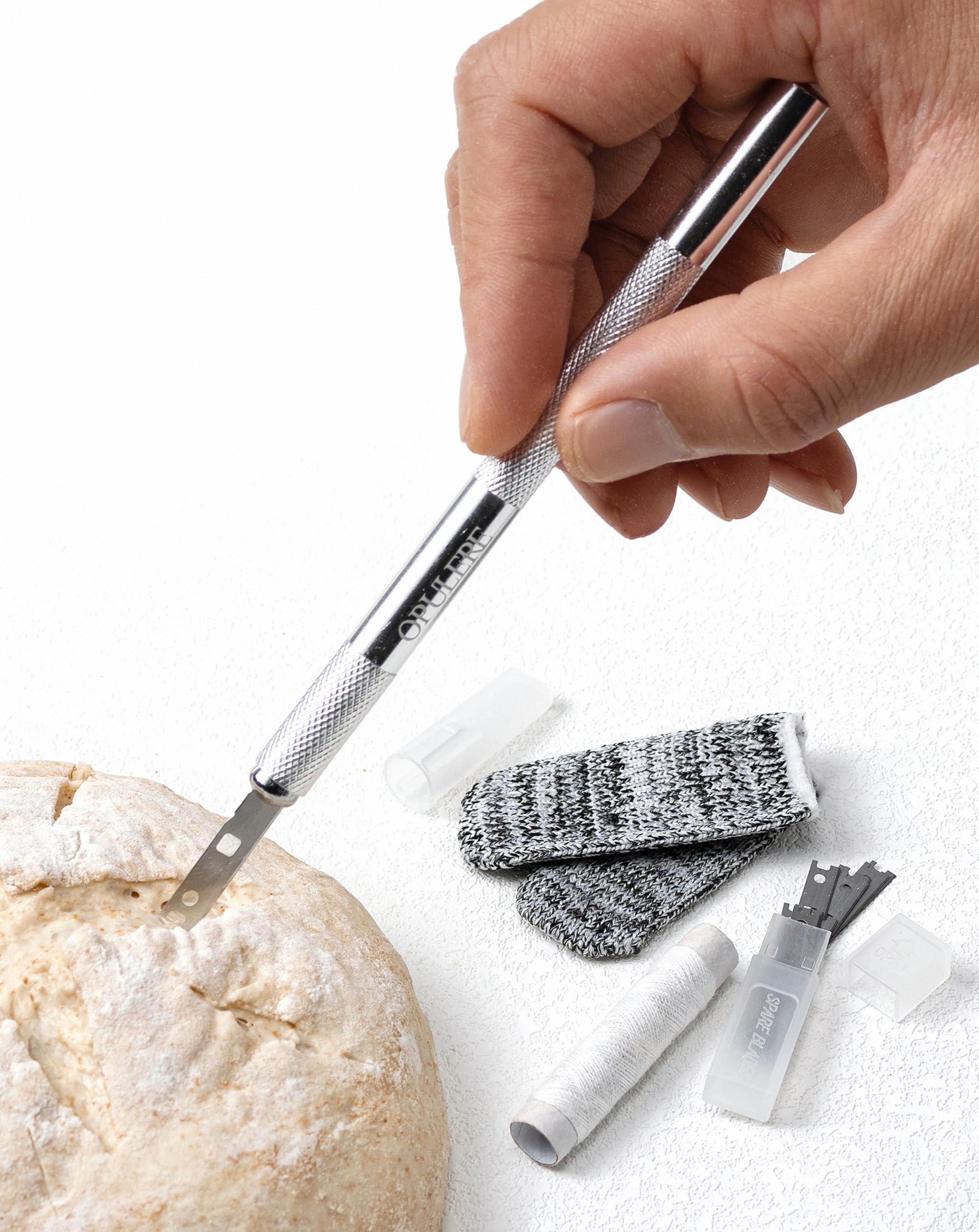 Opulere Bread Lame Sourdough Dough Scoring Tool, 11 Blades, with Cover ...