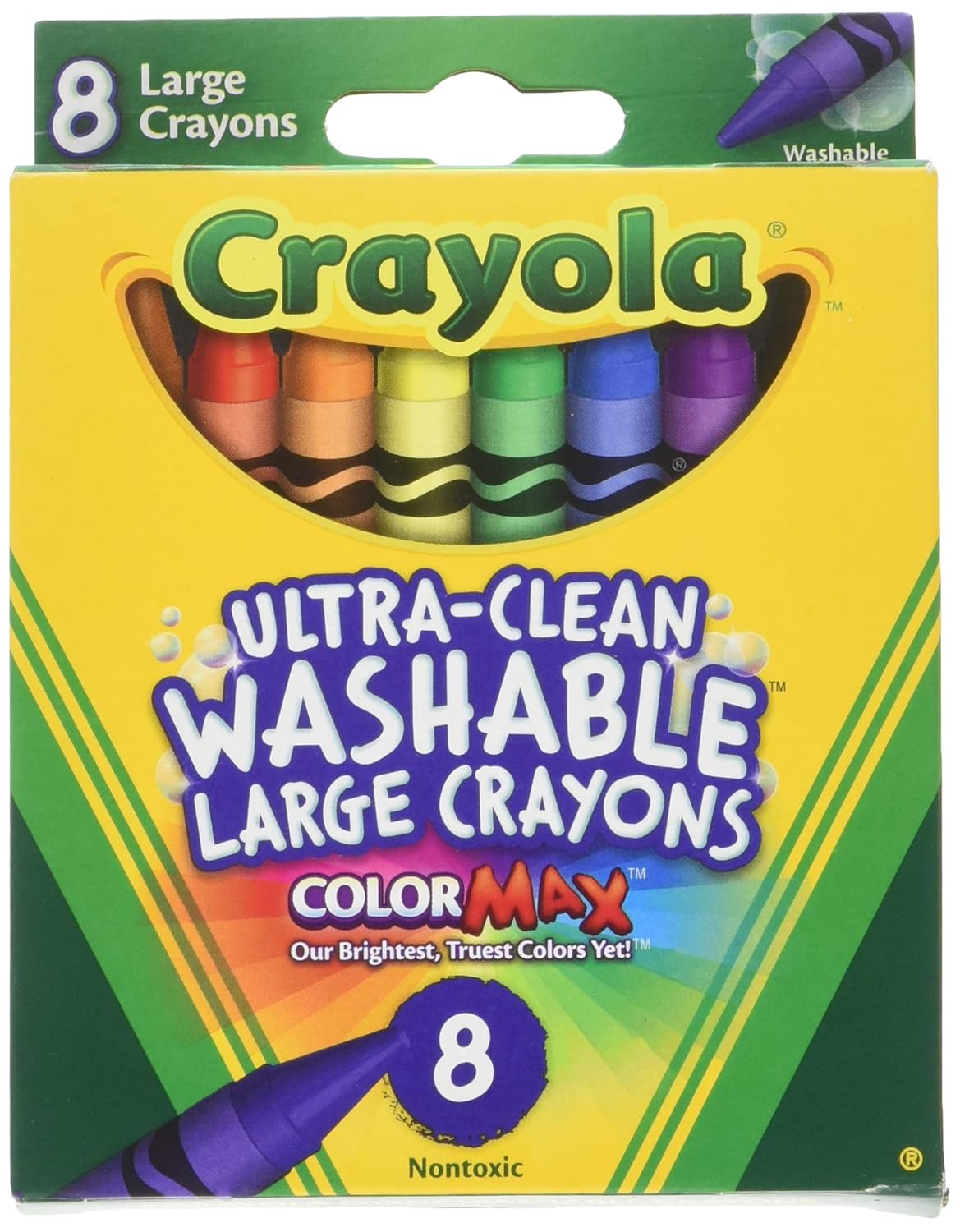 Crayola Washable Crayons, Large, 8 Colors/box (52-3280) (4 Pack ...