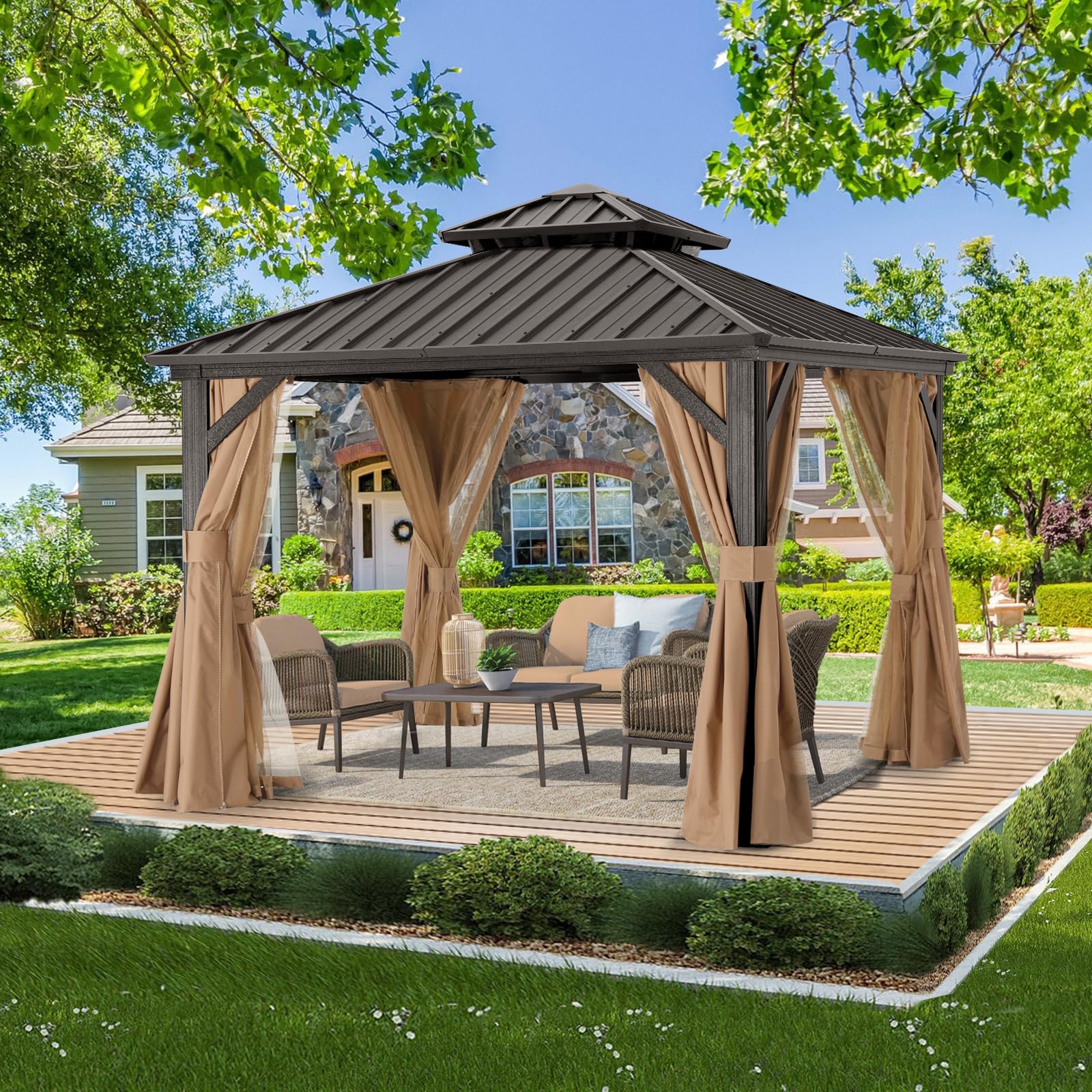 ABCCANOPY Hardtop Gazebo 8x8 - Outdoor Metal Hard Top Gazebo, Permanent ...