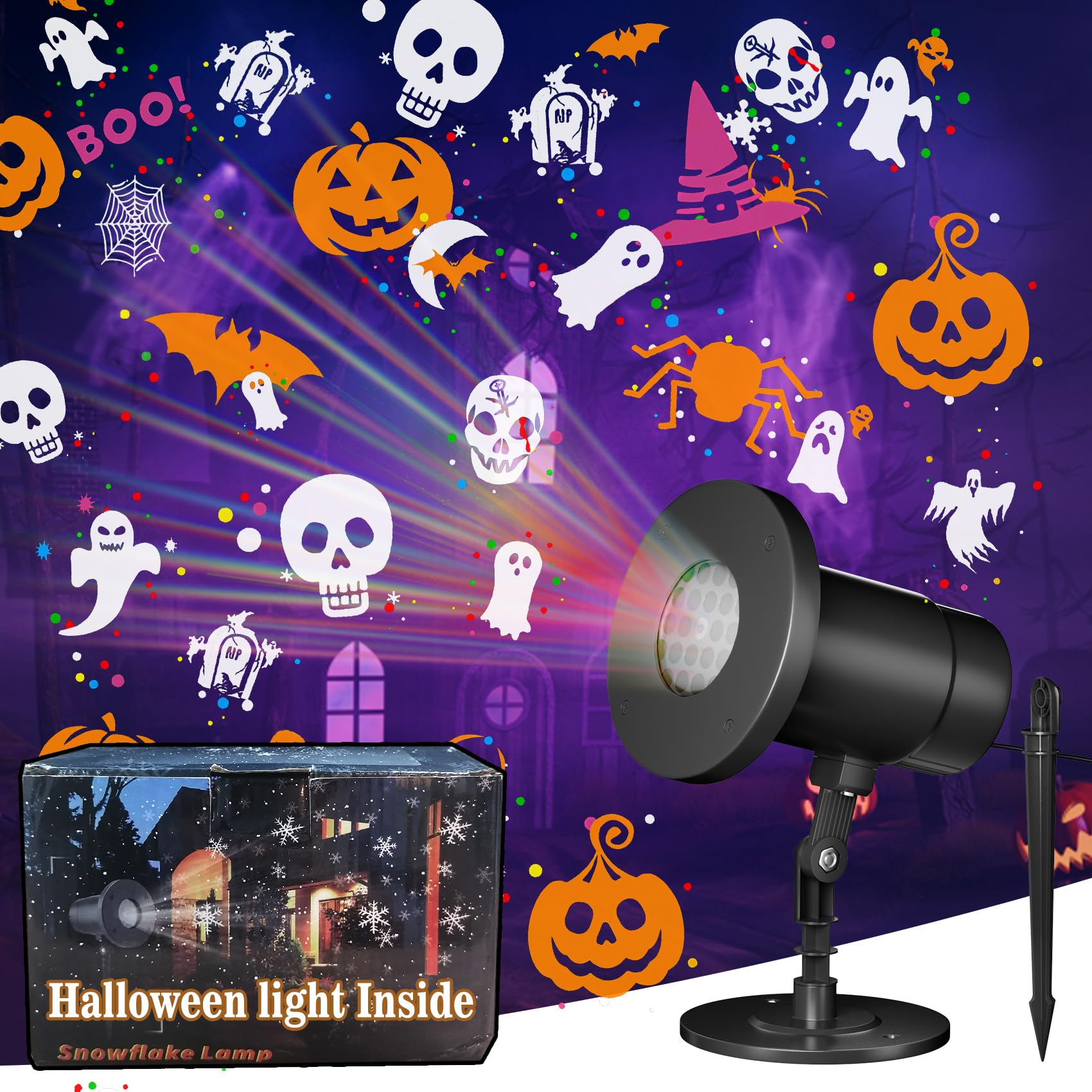 Halloween Projector Lights Outdoor, 18 Halloween Pattens LED Halloween ...