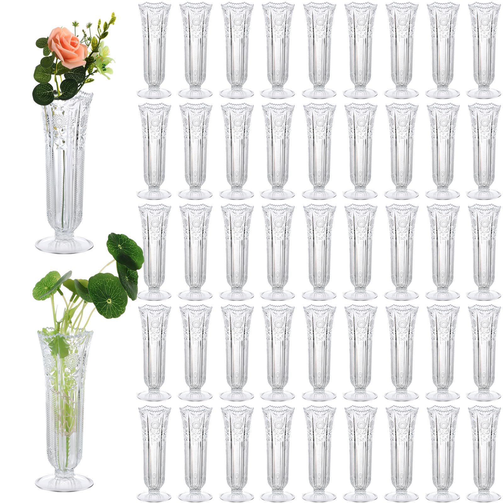 Zhehao 48 Pcs 6 Inch Plastic Vases for Flowers Bulk Vases Small Plastic ...