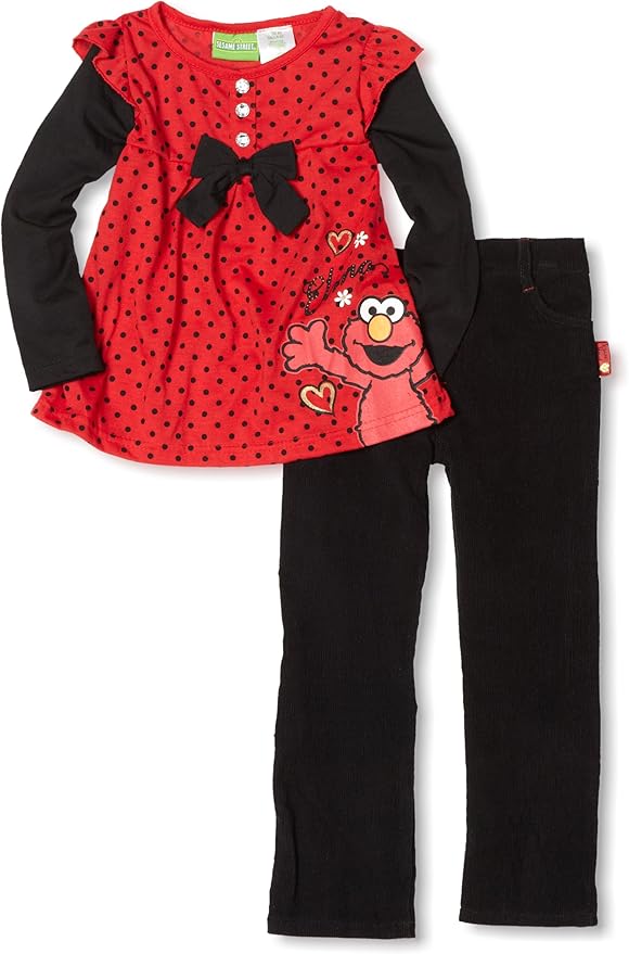 Amazon.com: Sesame Street Little Girls' Elmo 2 Piece Pant Set, Red, 3T ...