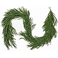 Amazon.com: Christmas Norfolk Pine Garlands, Real Touch Winter Pine Garland, Green Artificial ...
