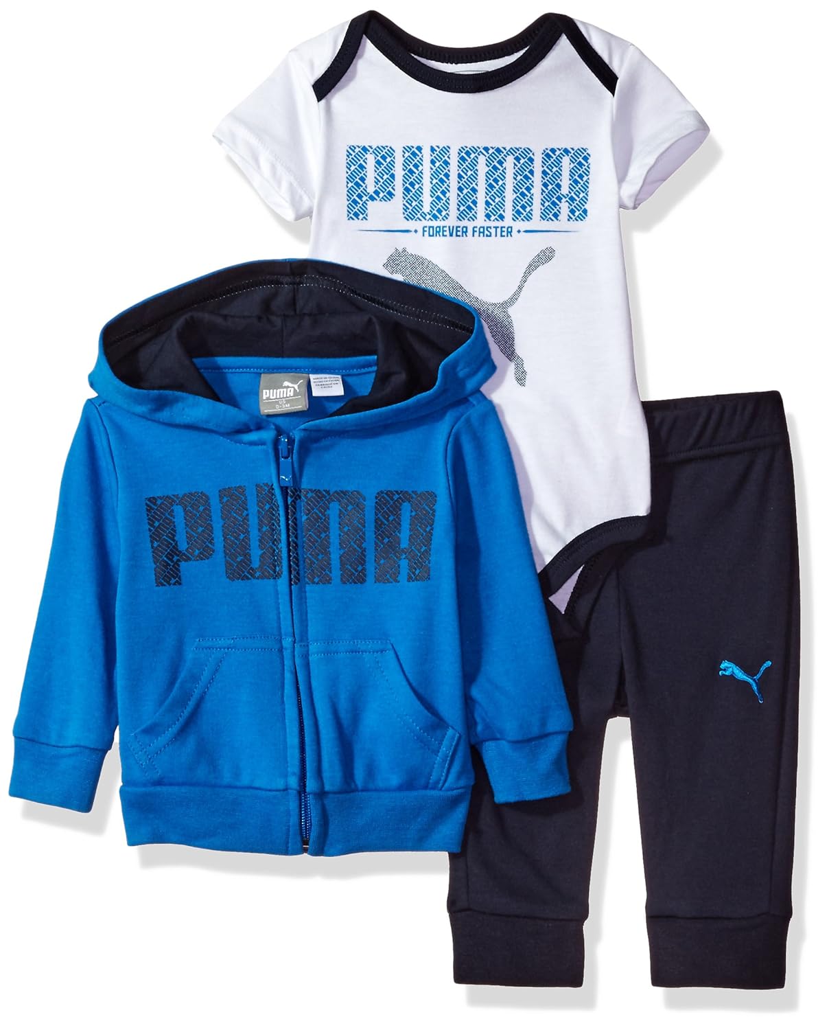 Puma Baby Boys Three Piece Interlock Set, Deep Navy, 3-6 Months: Amazon ...