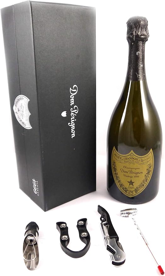 Dom Perignon Vintage Champagne 1999 in a gift box with four wine ...