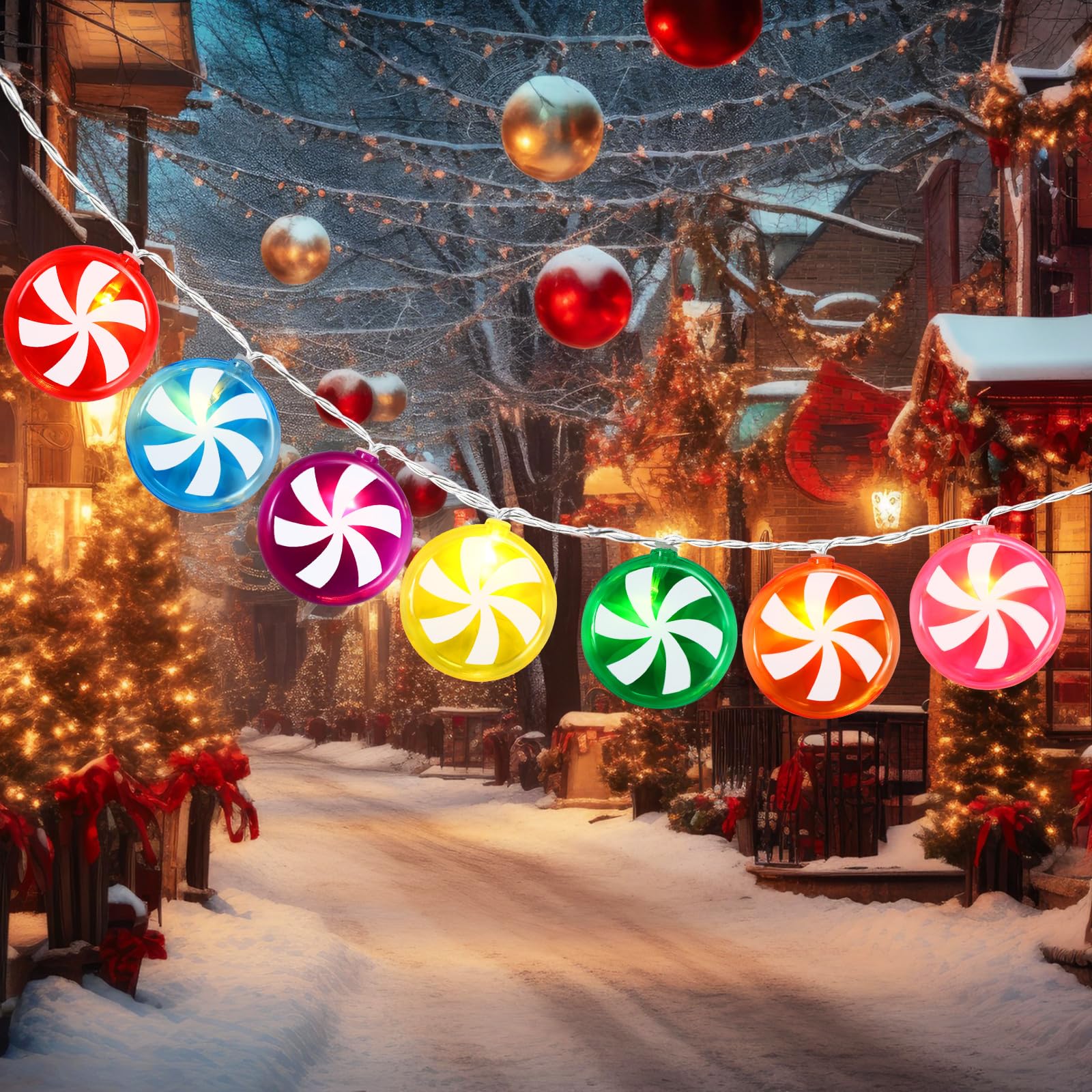 Gejoy 11 FT Christmas Candy Cane String Lights Candyland Decoration 21 ...