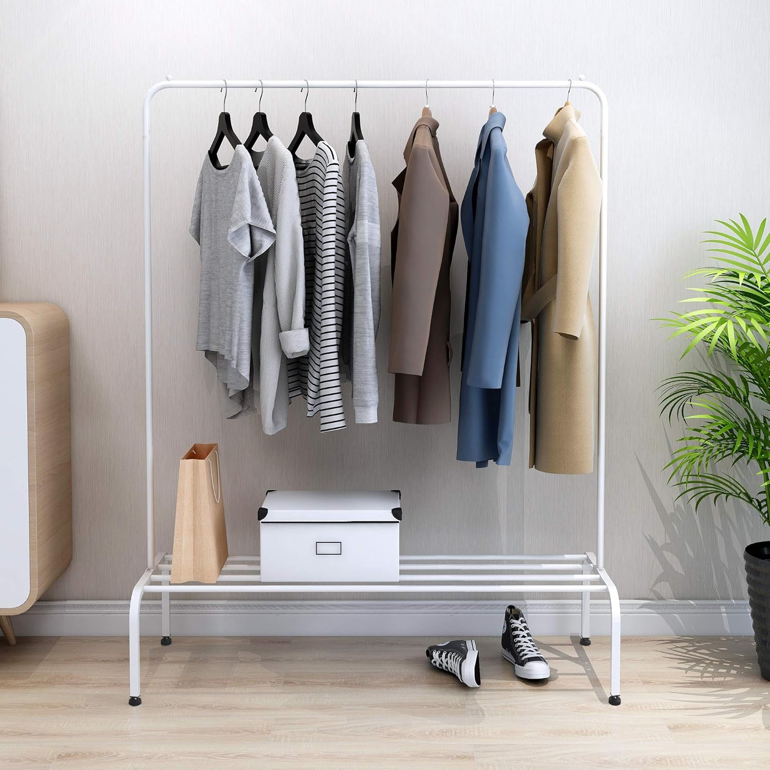HOJINLINERO Garment Rails Free-Standing Clothes Rails Tidy Rails with ...