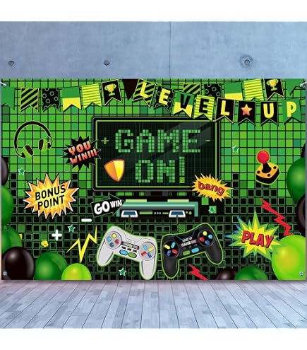 Video Game Backdrop Happy Birthday Backdrop, Birthday Party Backdrop ...