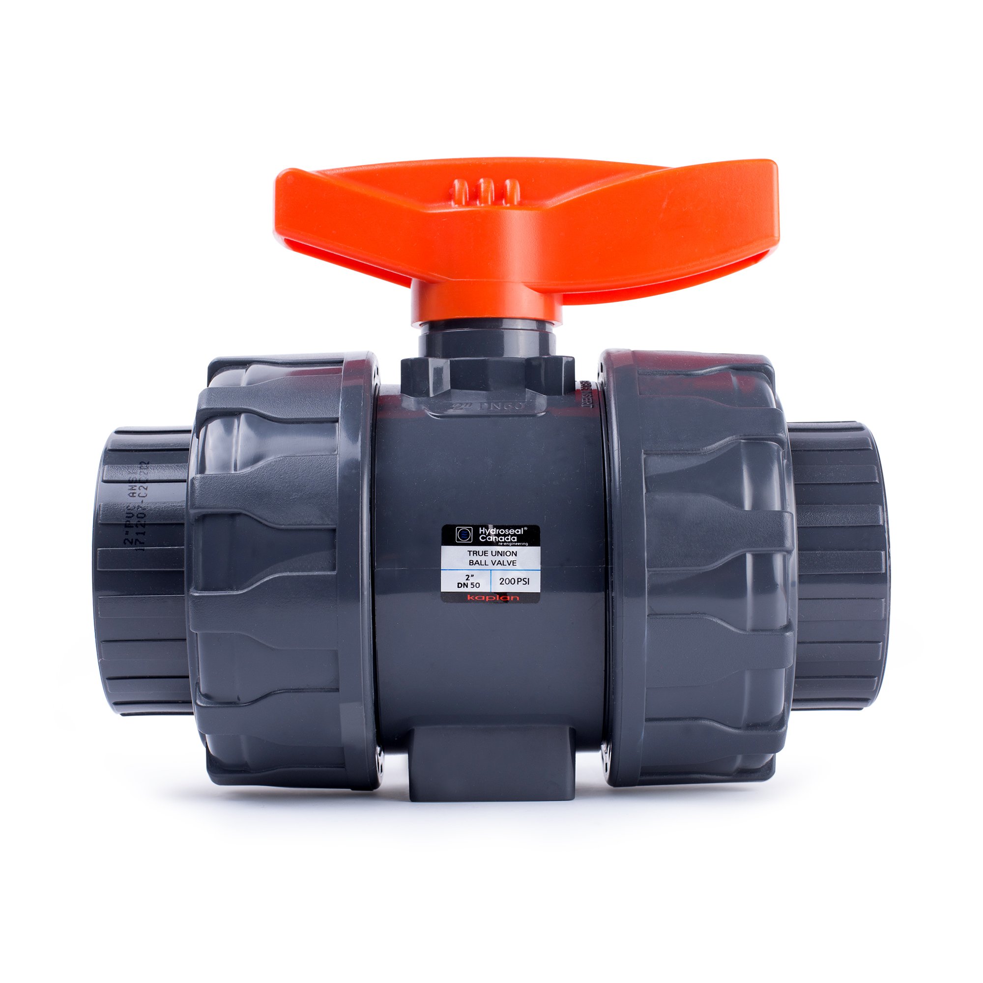 HYDROSEAL Kaplan 2’’ PVC True Union Ball Valve with Full Port, ASTM F1970, EPDM O-Rings and ...