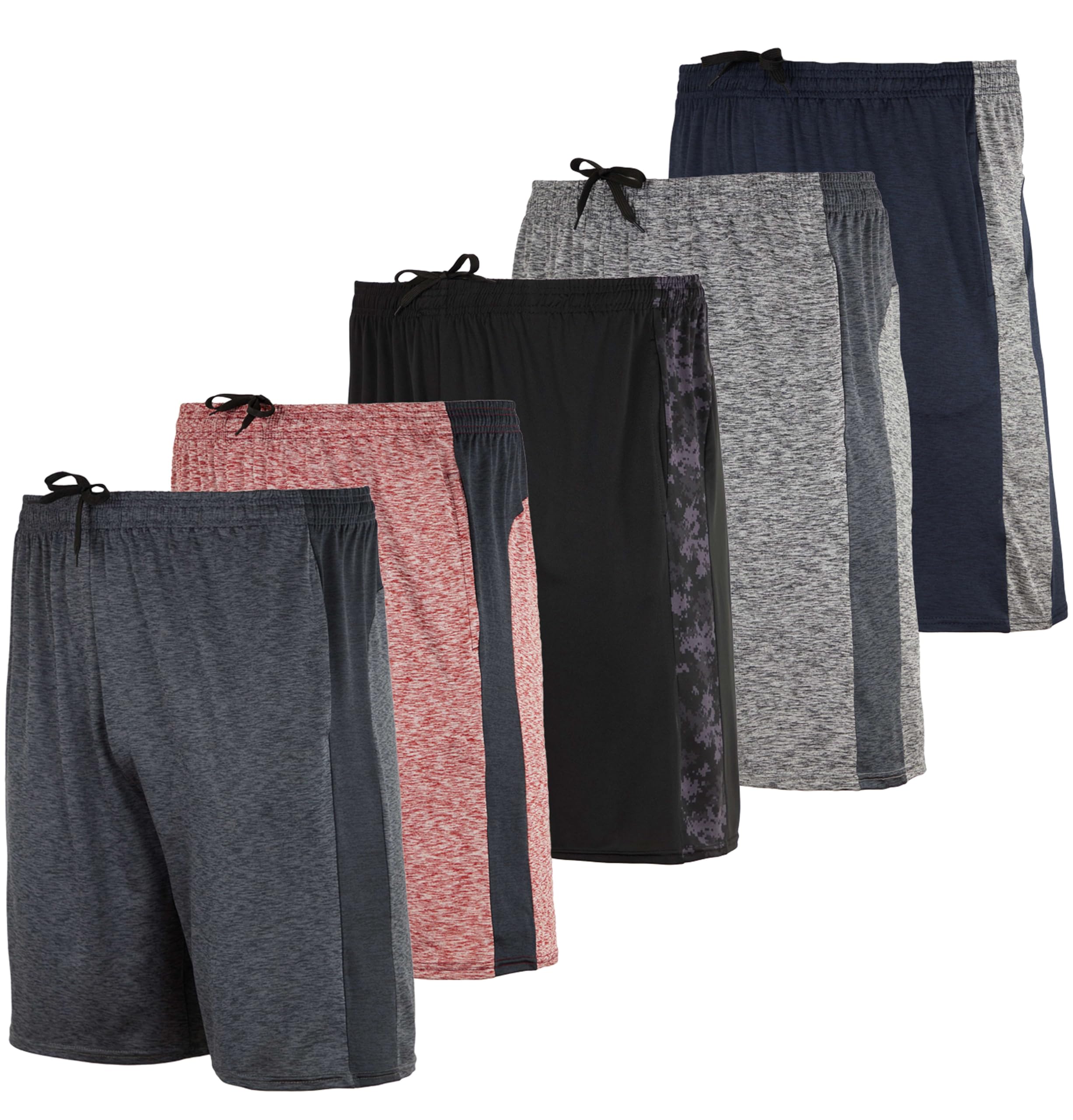 5 Pack Men’s Active Quick Dry Fit Short Pockets Athletic Running Gym ...