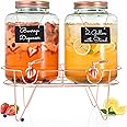Amazon.com | Ilyapa Rose Gold Double Glass Beverage Dispenser with Stand - 2 Gallon Large Drink ...