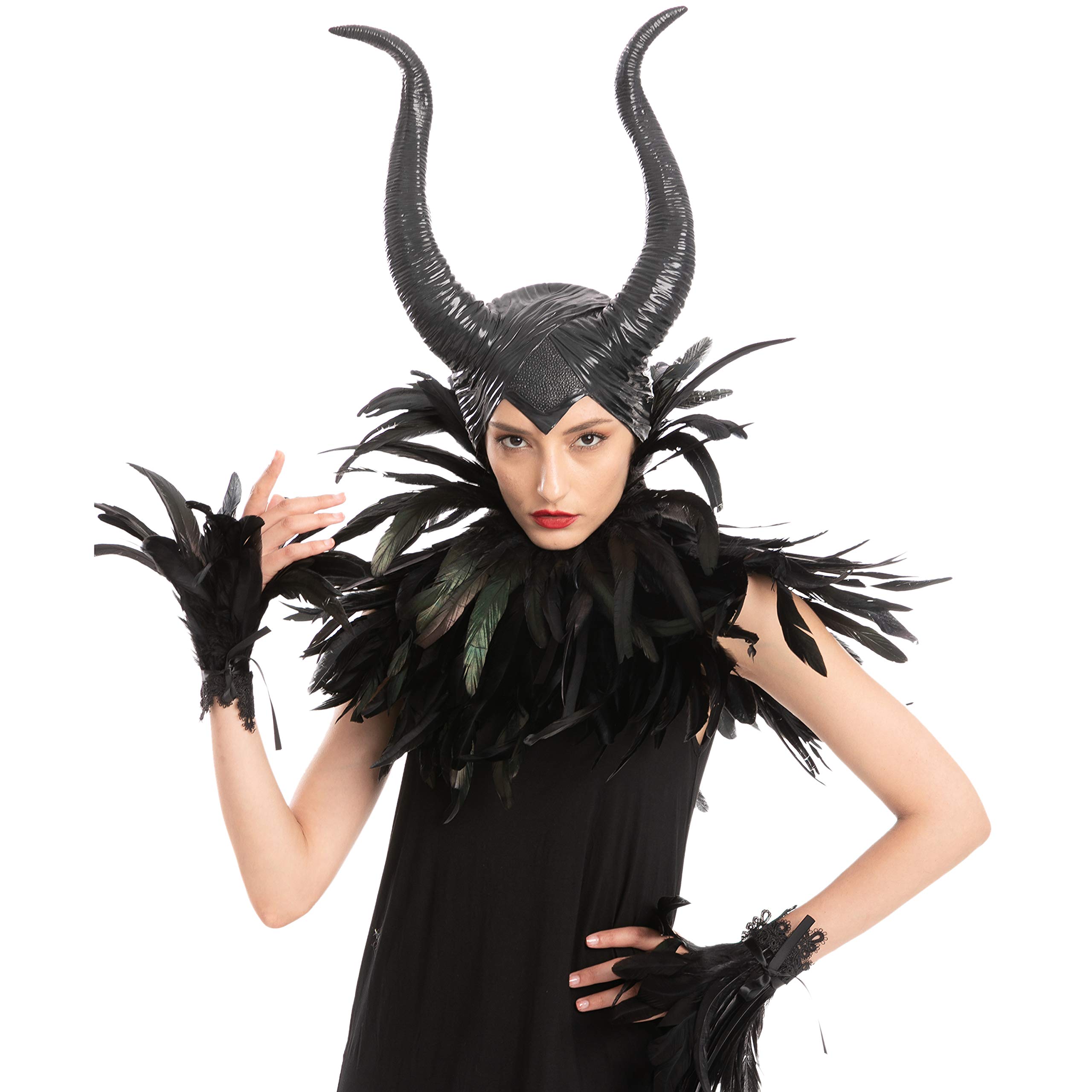 Spooktacular Creations Women Evil Queen Feather Horns Costume ...