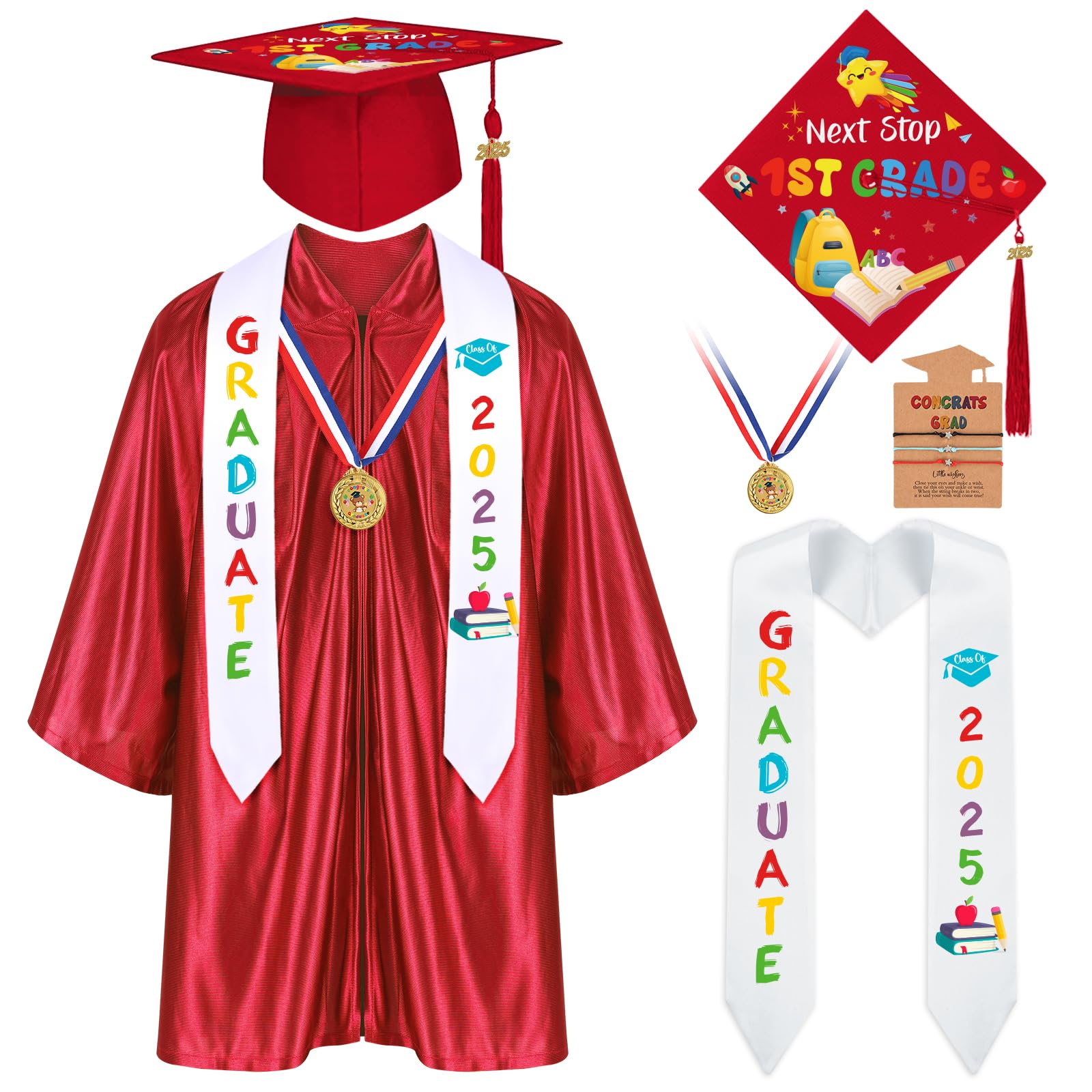 YLOLUL 2025 Kindergarten Preschool Graduation Gown Cap Set Graduation ...