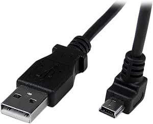 Amazon.com: StarTech.com Down Angle Mini USB Cable - 2m - Black - USB A ...