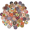 Amazon.com: 100 Assorted Wood Buttons for Crafts - Retro and Vintage ...