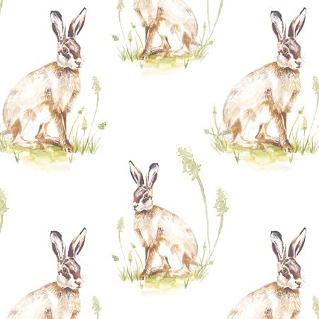 Country Hare Fabric, Cotton Linen Mix Fabric Upholstery Quilting Craft ...