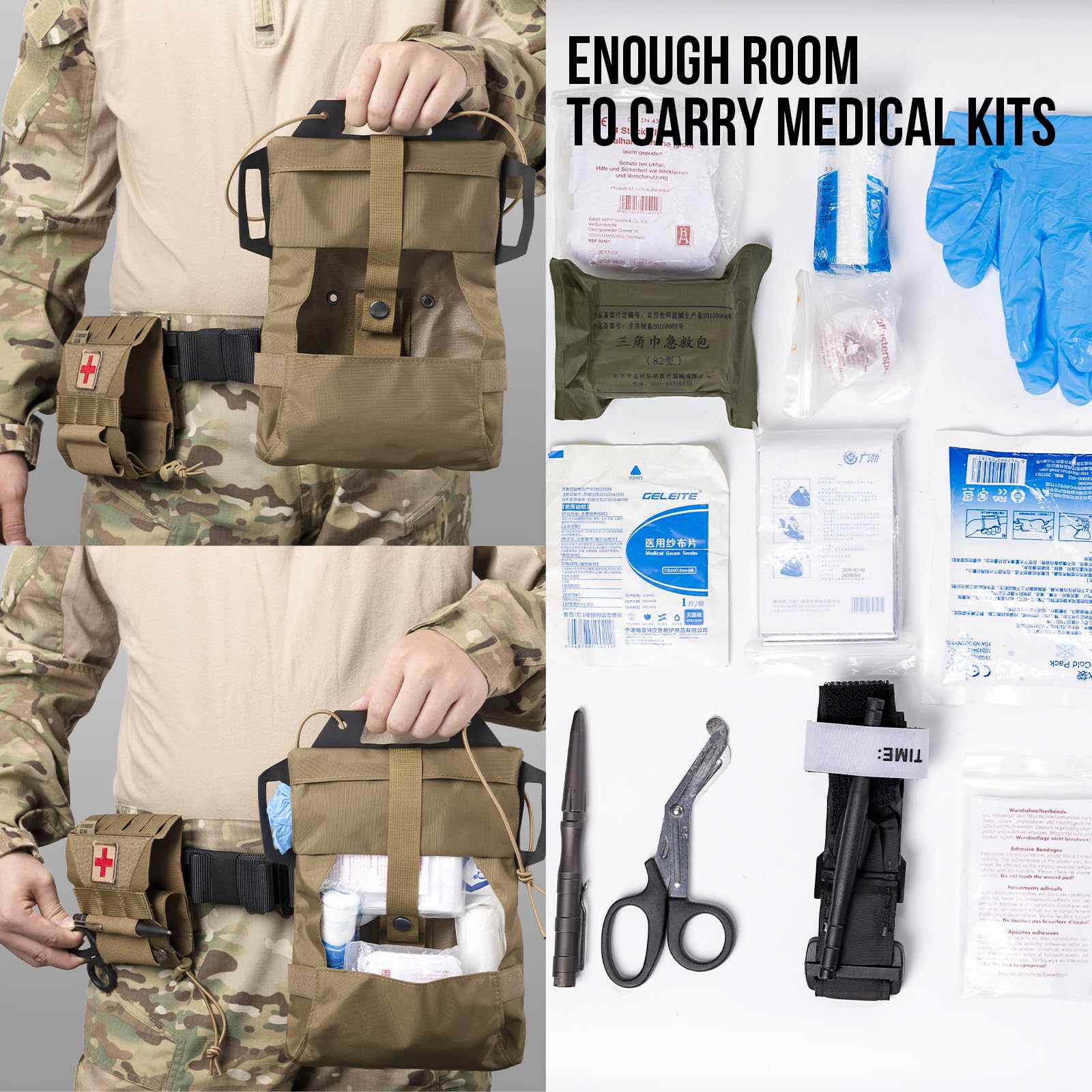 Tactical IFAK Pouch, FEIWOOD GEAR Rapid Tear-Away First Aid Kit Two ...