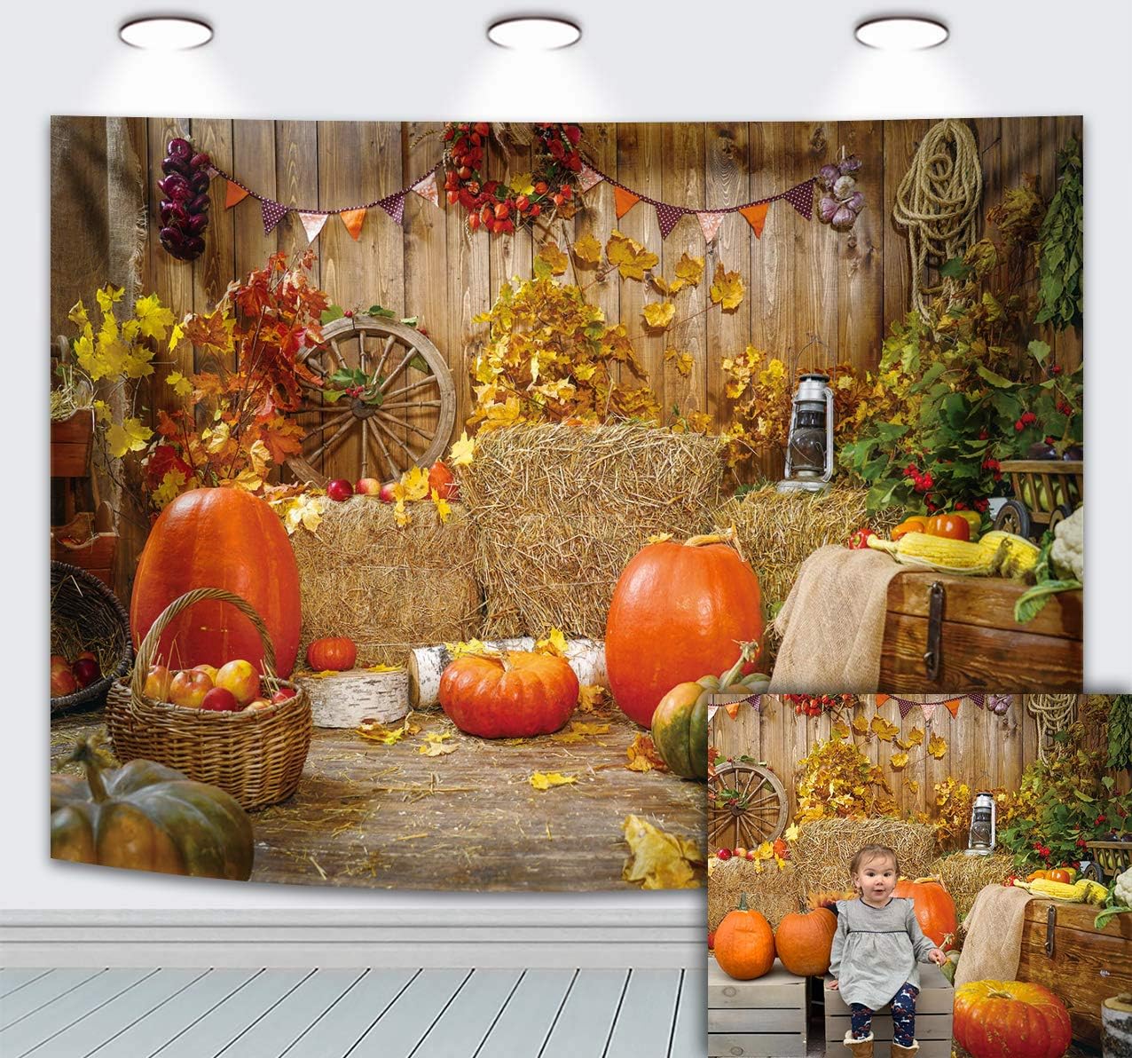 Amazon.com : Fall Backdrop Autumn Thanksgiving Pumpkin Photo Prop ...