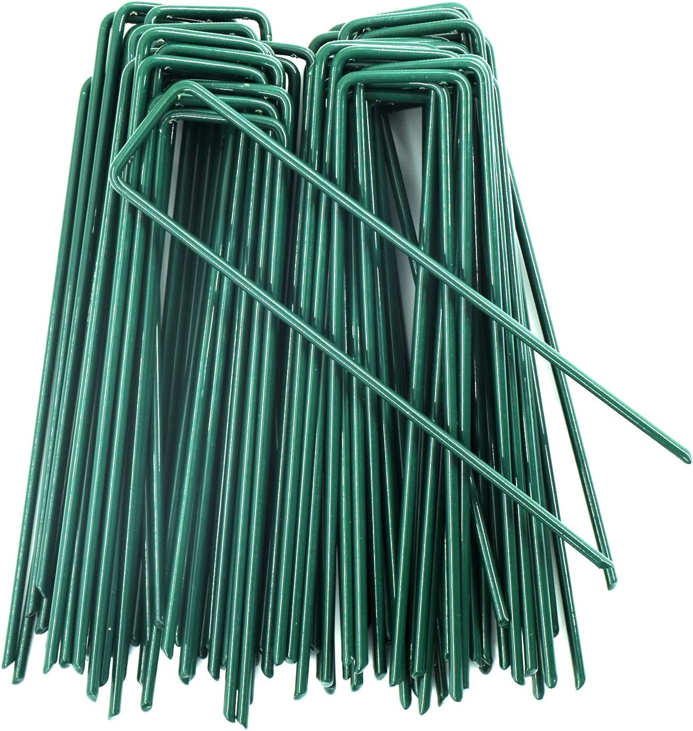 AGAKY Garden Securing Pegs,50x Green Garden Steel U-shaped Galvanized ...