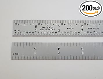 PEC Tools 12 5R rigid black chrome,High Contrast machinist ruler with ...