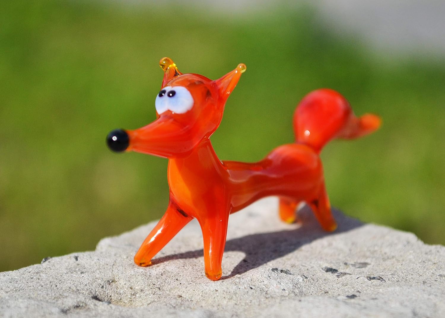 Amazon.com: Glass Fox Figurine Collectible Animals Glass Orange Fox ...