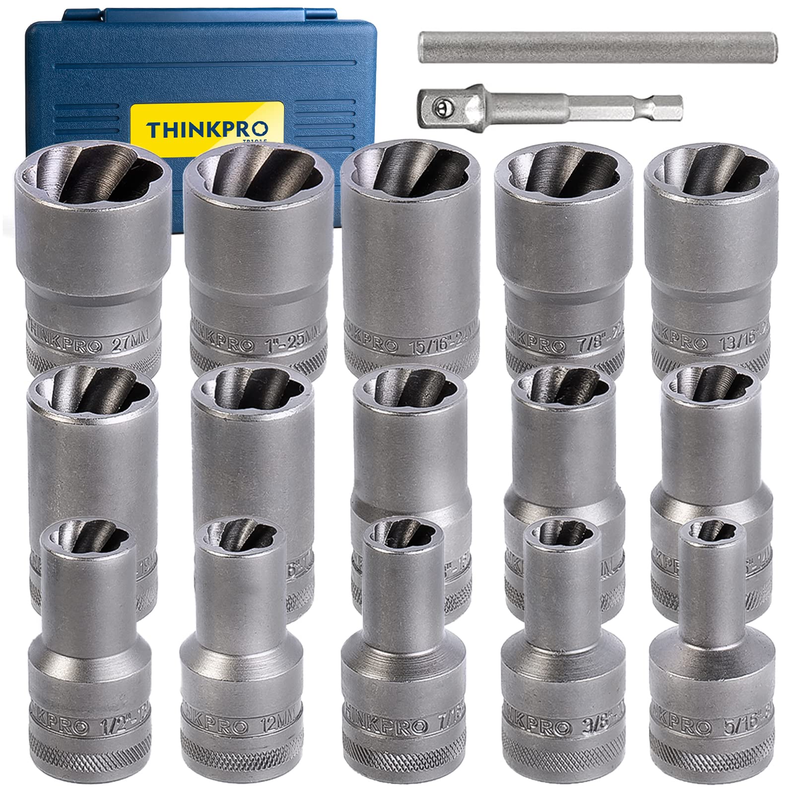 Thinkpro Bolt Extractor Set,17 Piece Wheel Lock Removal Kit,Lug Nut ...
