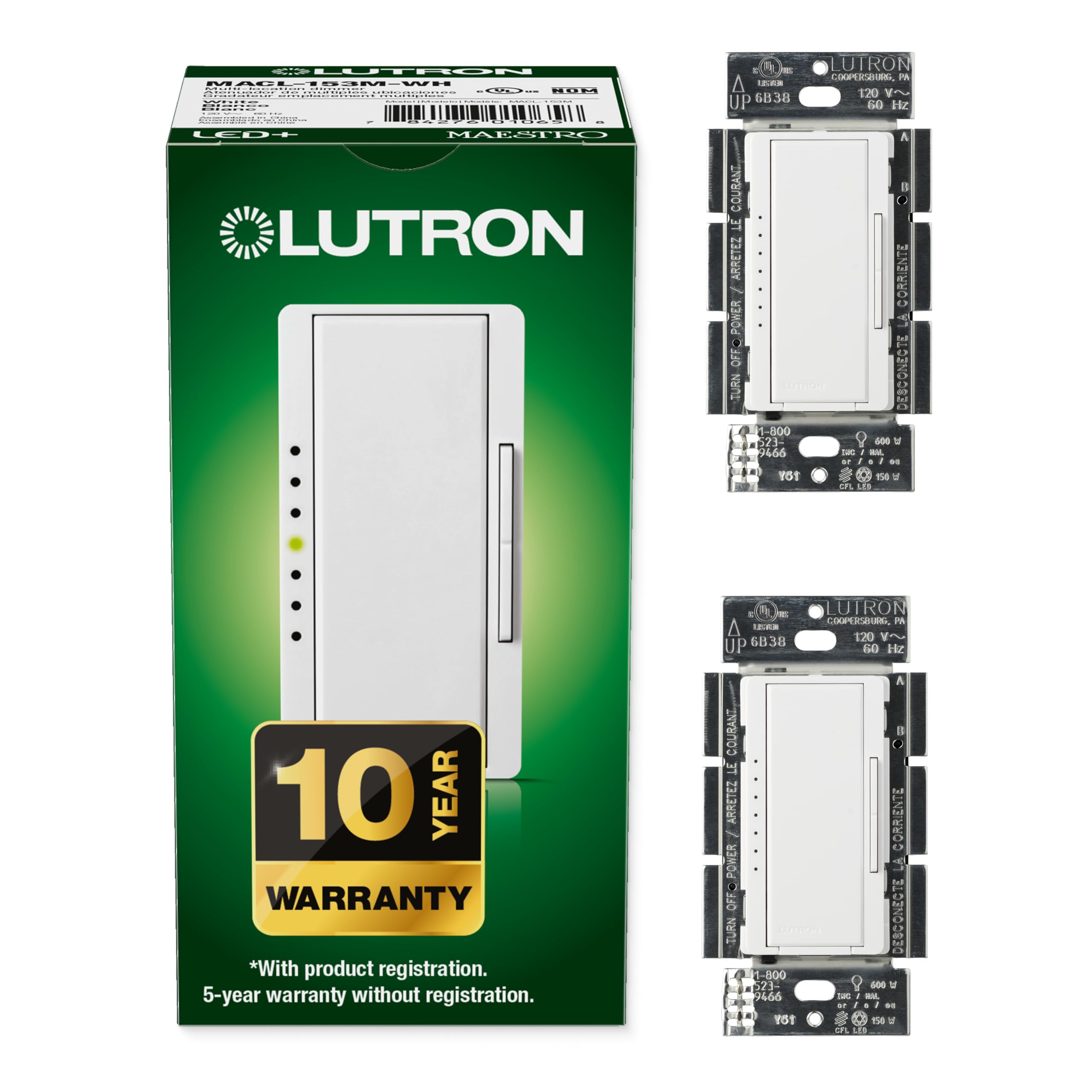 Lutron Maestro LED+ Dimmer Switch for Dimmable LED, Halogen and ...