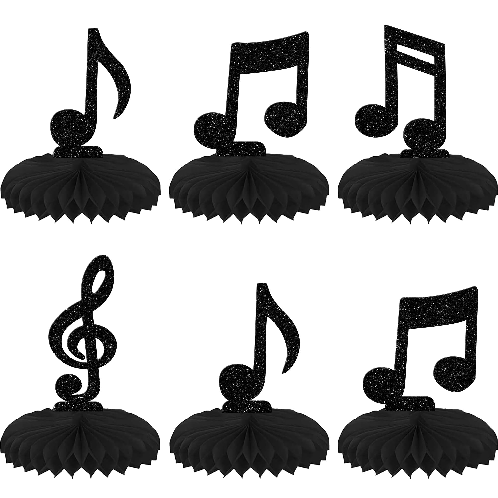 Mua 8 PCS Music Notes Honeycomb Table Centerpiece Black Glitter Musical ...