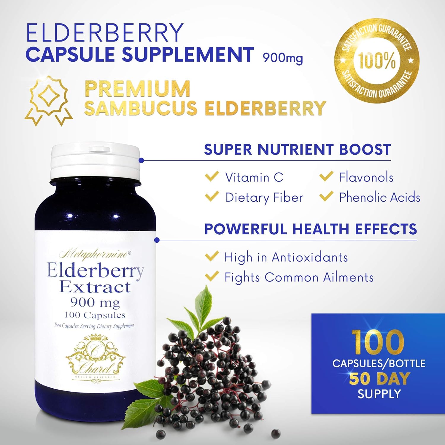 Elderberry Capsule Supplement 900mg - Premium Elderberry Extract from ...