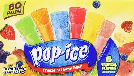 Pop Ice Freezer Pops, Fat Free Ice Pops, Tropical Flavors 1oz (28.3g ...