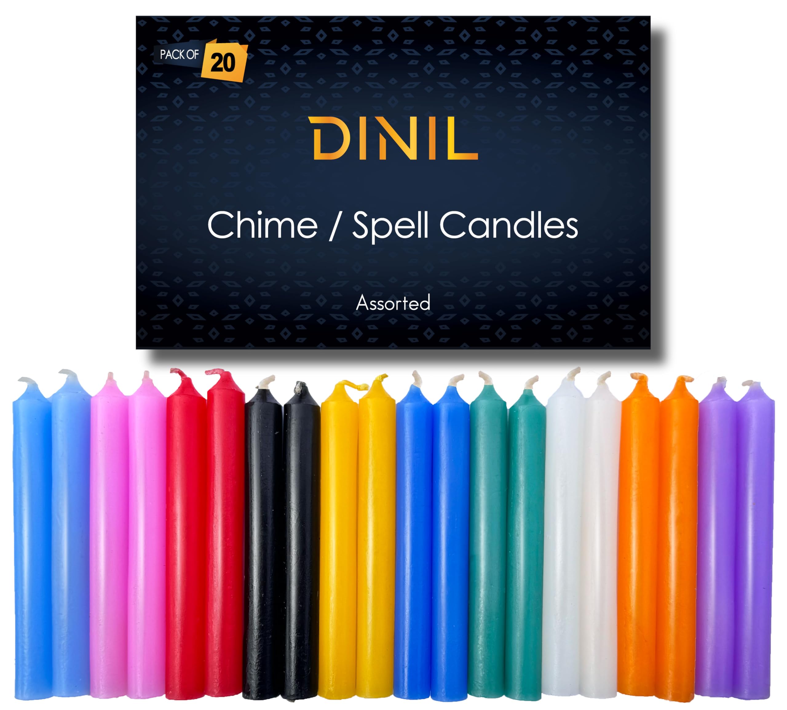 Mua Dinil – 20 Assorted Color Spell/Chime Candles – Premium Mini Taper ...